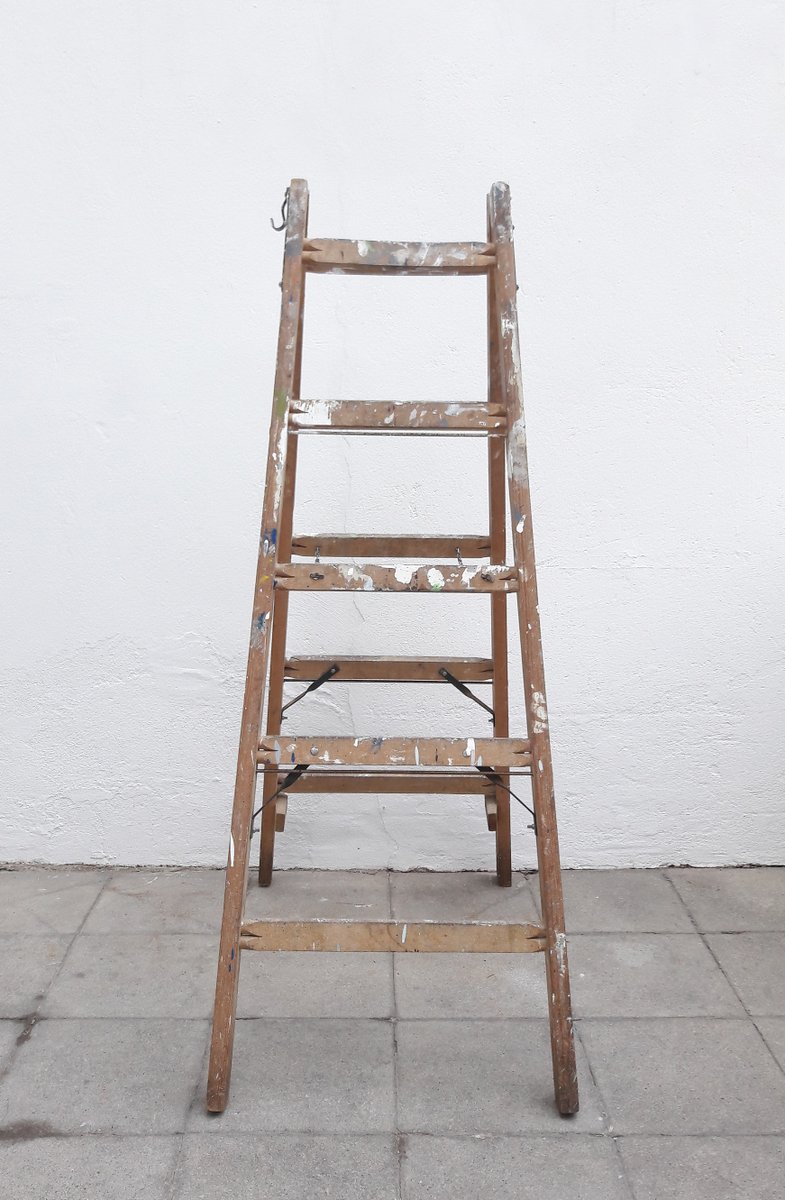 Folding Wooden Painters Ladder, 1960s for sale at Pamono